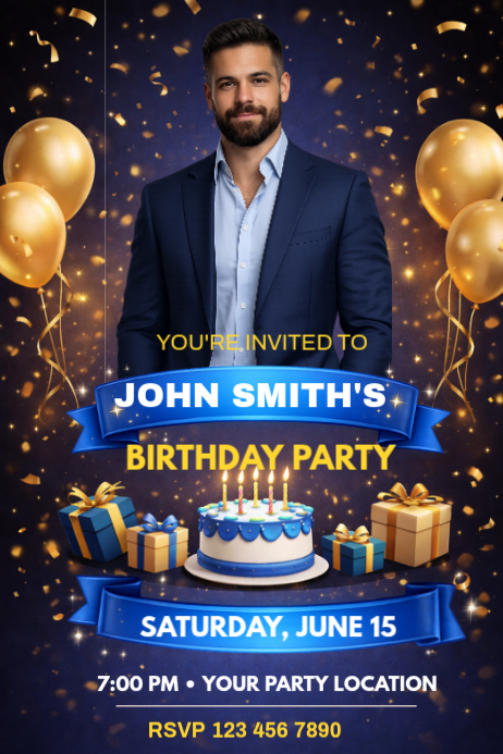 Purple Birthday Party Poster Template | PosterMyWall