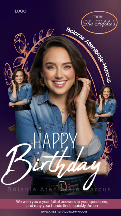 Purple Birthday Wishes Digital Display (9:16) Template | PosterMyWall