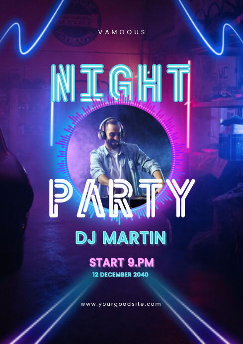 Copy of Purple Black And Blue Neon Night Party Club P | PosterMyWall