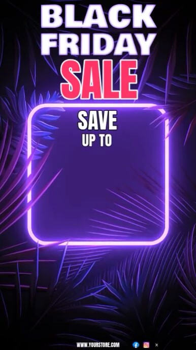 Purple Black Friday Store Sale Video Ad Digital Display (9:16) Template ...