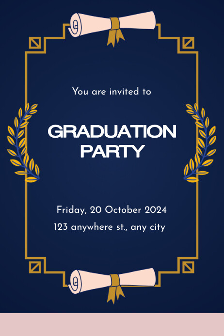 Purple Blue And Gold Illustration Graduation Template | PosterMyWall