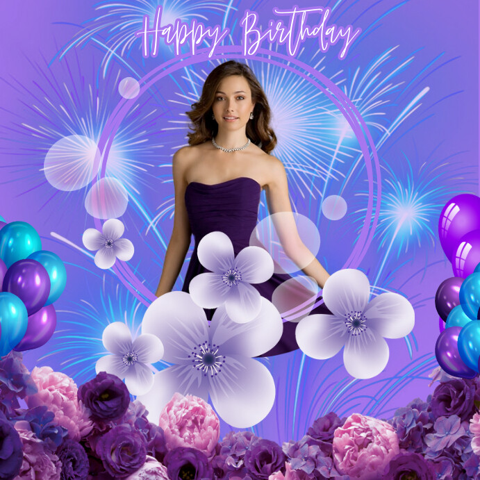 Purple Blue Birthday Template | PosterMyWall