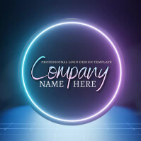 blue LIGHT GLOWING ring logo design template | PosterMyWall