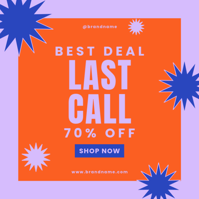 Purple Blue Orange Bold Best Deal Last Call Promotional Instagram Post ...