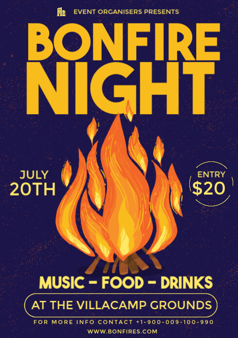 Purple Bonfire Night Flyer A3 Template | PosterMyWall