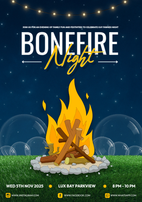 Purple Bonfire Night Flyer A4 Templat | PosterMyWall
