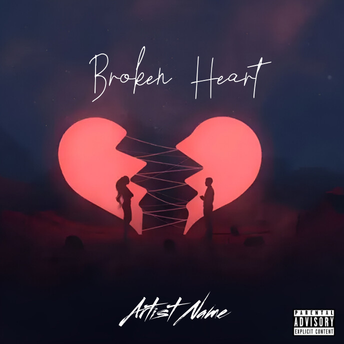 Purple Broken Heart Album Cover Template | PosterMyWall