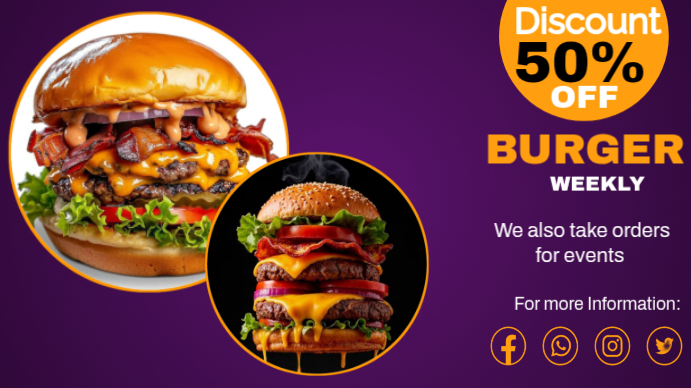 Purple Burger Promotion YouTube Thumbnail Template | PosterMyWall