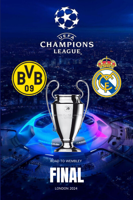 Purple Bvb Dortmund Vs Real Madrid Poster Template | PosterMyWall