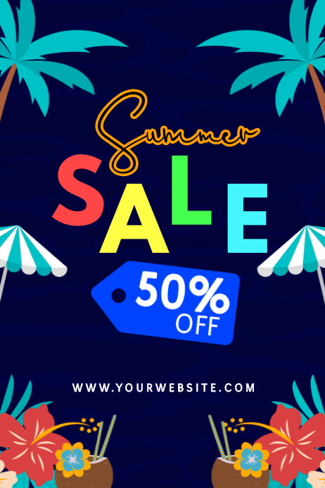 Plantilla de Purple Ceria Summer Sale Poster | PosterMyWall