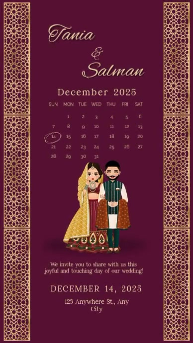 Plantilla de Purple Ceria Traditional Wedding Invitation Instagram ...