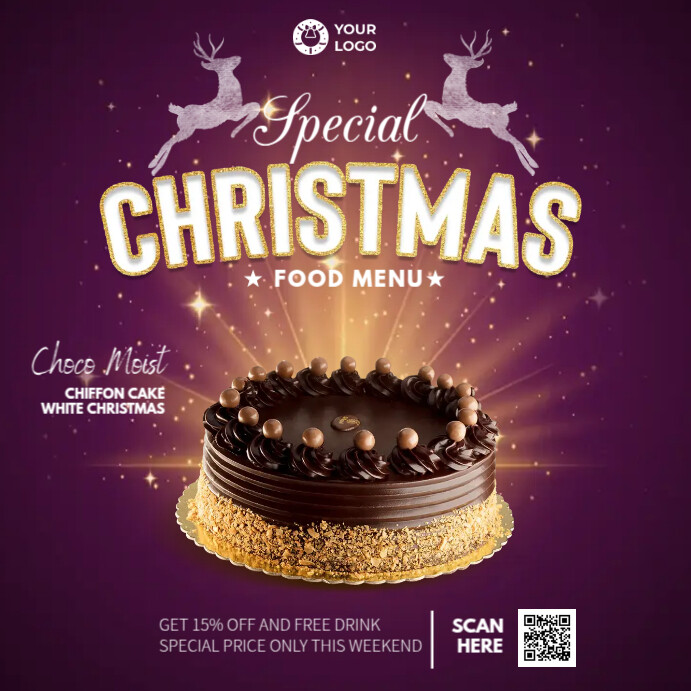 Purple Christmas Cake Menu Template | PosterMyWall