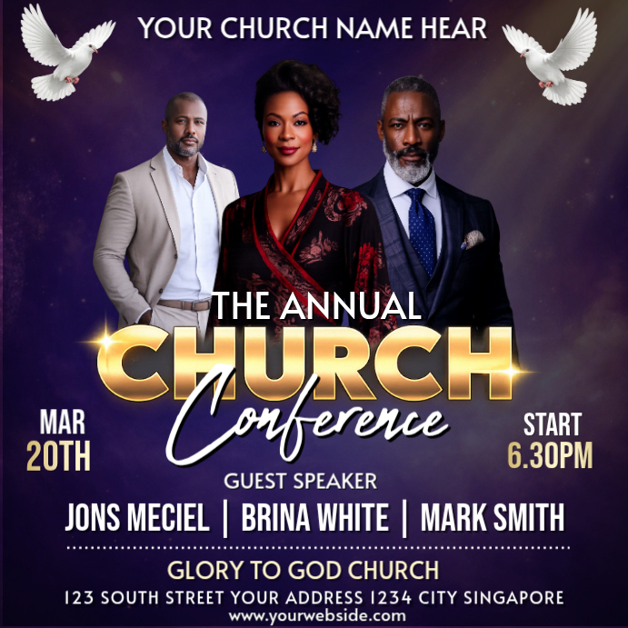 Purple Church Conference Instagram Post Template | PosterMyWall