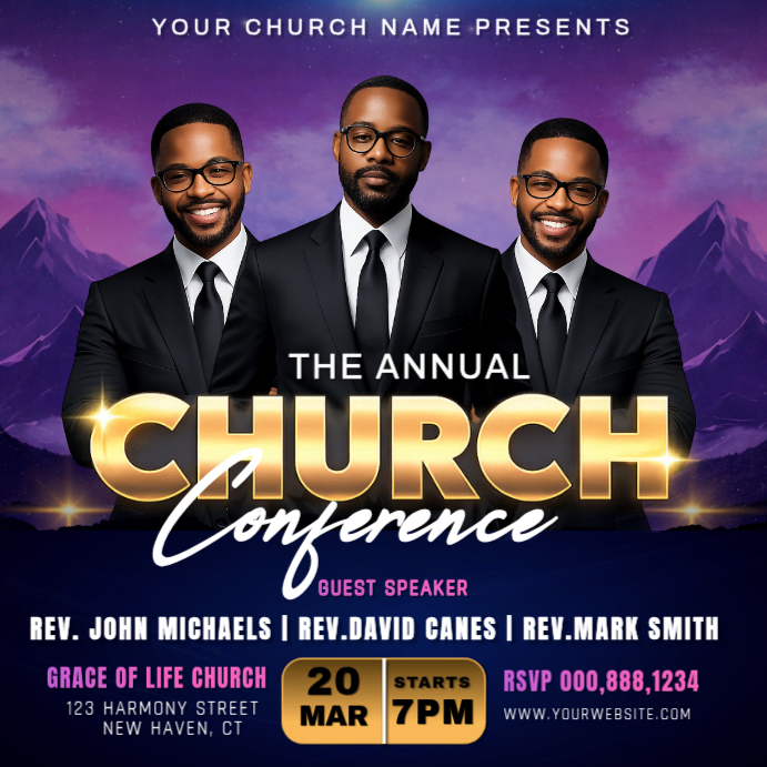 Purple Church Conference Instagram Post Template | PosterMyWall