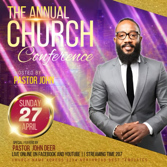 Purple Church Conference Instagram Post Video Template | PosterMyWall