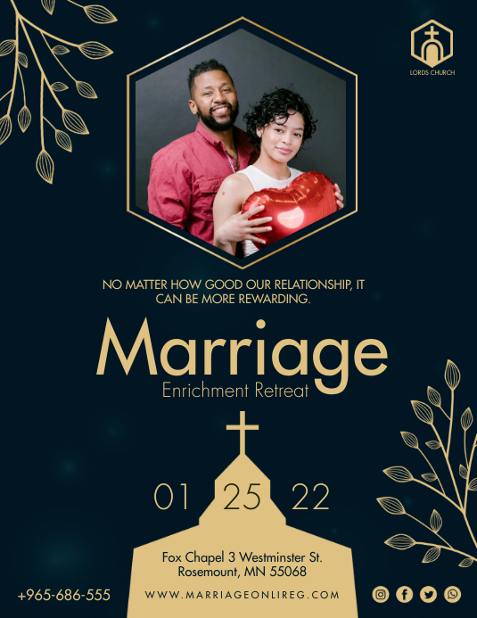 Purple Church Couples Retreat Flyer Template | PosterMyWall