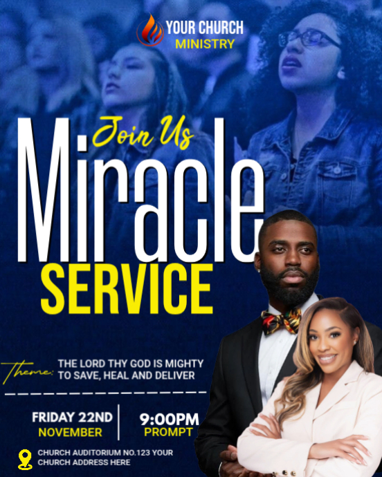 Purple Church Miracle Service Instagram Portrait Templat | PosterMyWall