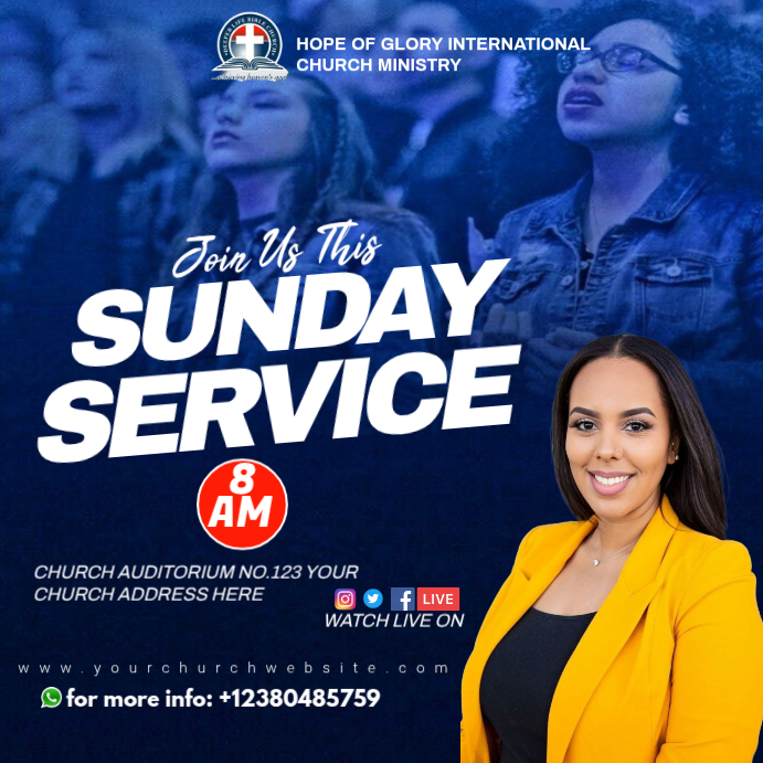 Purple Church Service Promotion Instagram Post Template | PosterMyWall
