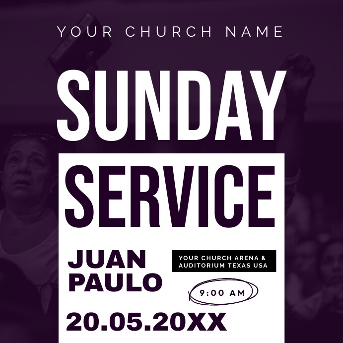Purple Church Service Template Instagram Po | PosterMyWall