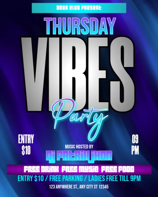 Purple Club Party Instagram Portrait Video Template | PosterMyWall