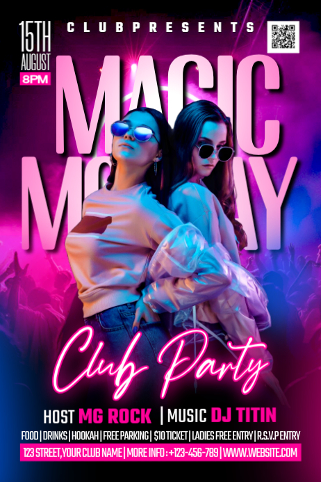 Purple Club Party Poster Template | PosterMyWall