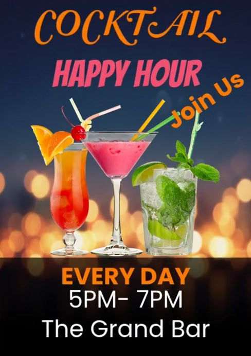 Copy of Purple Cocktail Happy Hour Video | PosterMyWall