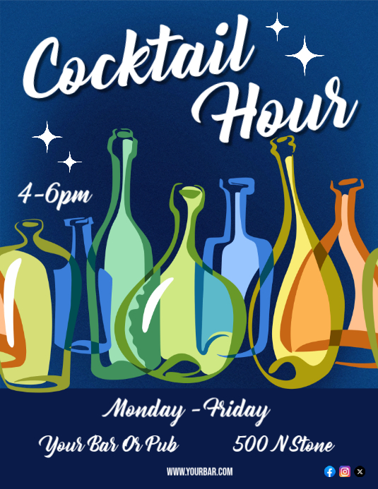 Purple Cocktail Hour Promotion Flyer Template | PosterMyWall