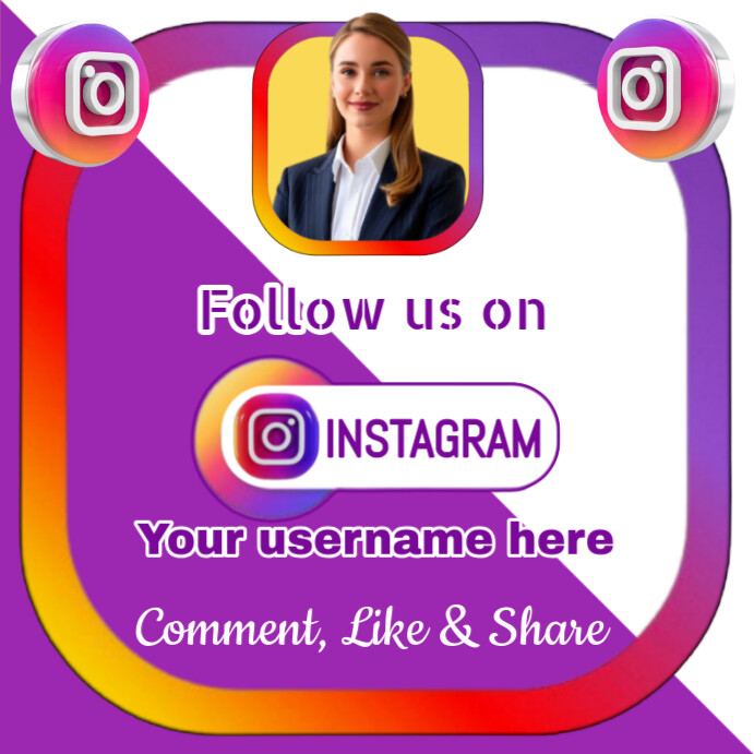 Copy of Purple Collage Instagram Page Subscription Button Template ...