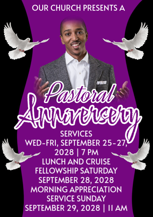 Purple Collage Pastoral Anniversery A3 Template | PosterMyWall