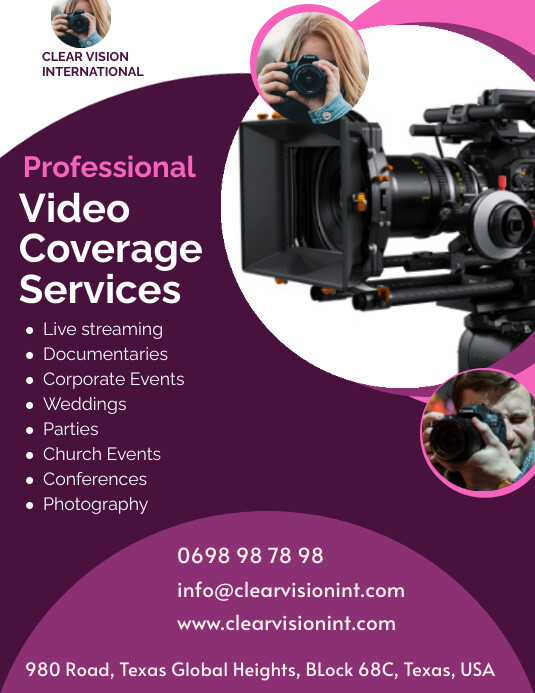 Copy of Purple Collage Professional Video Coverage Se | PosterMyWall