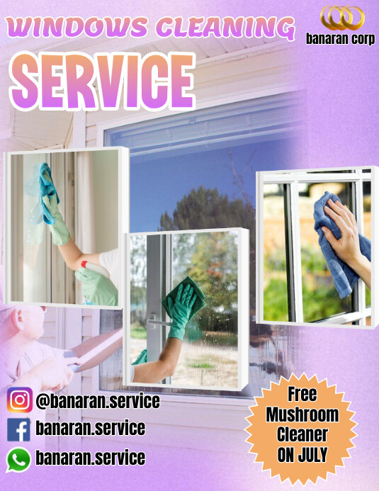 Purple Collage Windows Cleaning Service Flyer Template | PosterMyWall