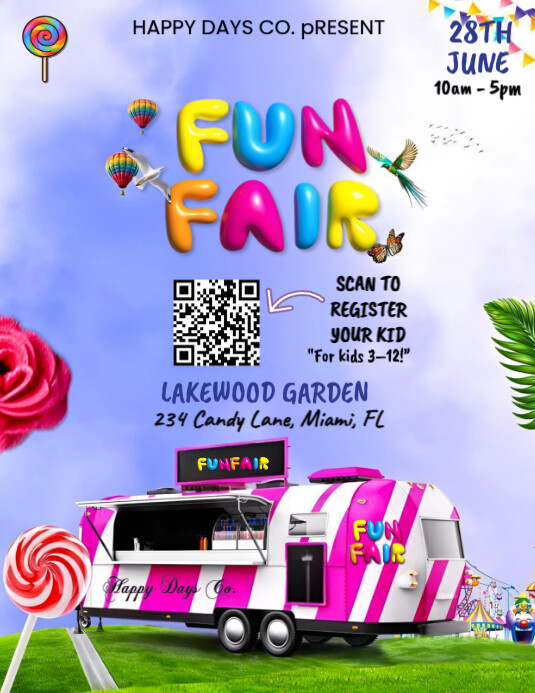 Copy of Purple Colorful Kids Fun Fair Flyer Template – Editable ...