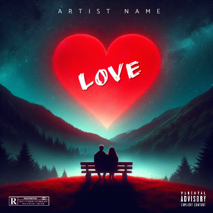 Purple Couple Love Heart Music Album Cover A Template | PosterMyWall