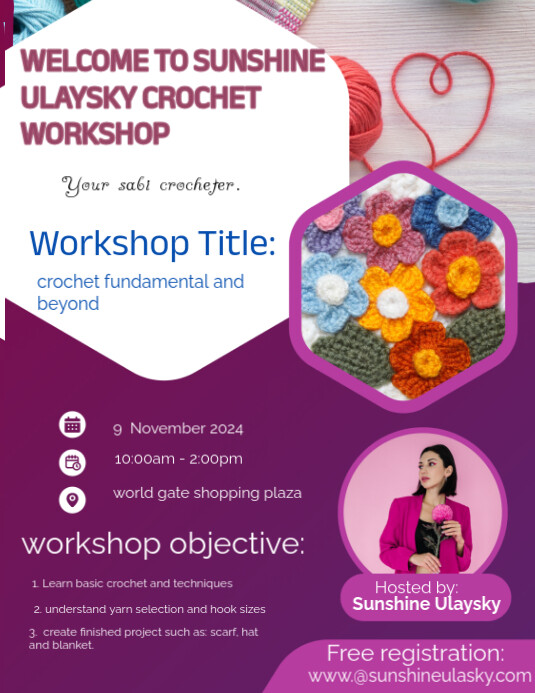 Copy of Purple Crochet Workshop Flyer (us Letter) | PosterMyWall