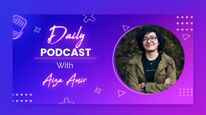 Purple daily Podcast YouTube Thumbnail Template | PosterMyWall