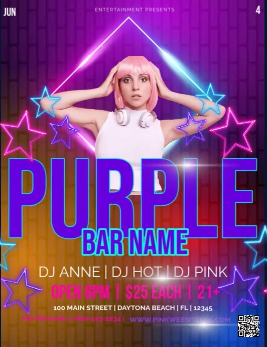 Purple DJ Bar Template | PosterMyWall