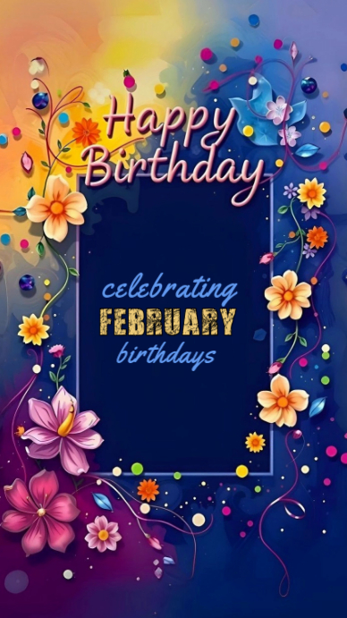 Purple February Birthdays WhatsApp Status Template | PosterMyWall