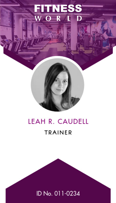 Purple Fitness Trainer Photo Visitor Card Tem Template | PosterMyWall