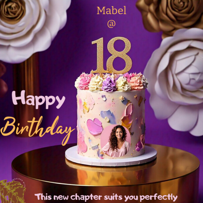 Purple Floral 18th Birthday Cake Instagram Post Template | PosterMyWall