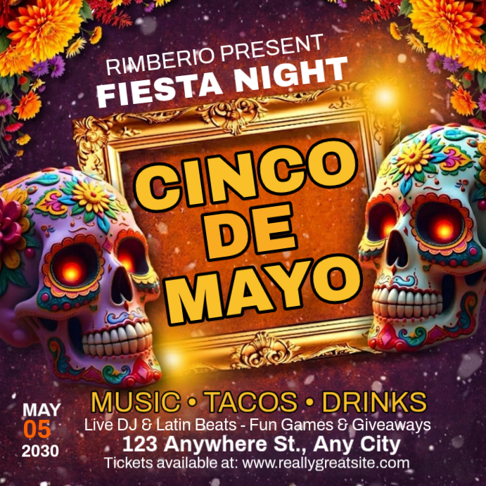 Plantilla de Purple Floral Cinco de Mayo Celebration Instagram Post ...