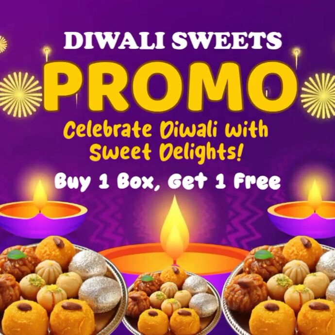 Copy of Purple Floral Diwali Sweets Square (1:1) | PosterMyWall