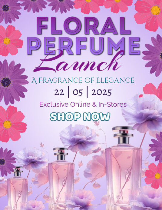 Purple Floral Floral Perfume Launch Flyer (us Letter) Template ...