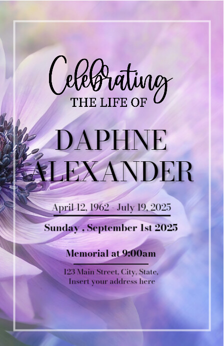Purple Floral Gradient Background Funeral Half Page Wide Template ...