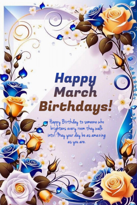 Purple Floral Happy March Birthdays Banner 4' × 6' Template | PosterMyWall