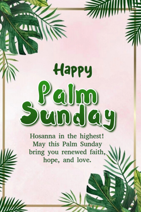 Purple Floral Happy Palm Sunday Banner 4' × 6' Templat | PosterMyWall