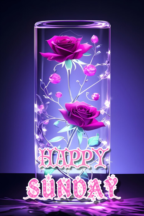 Plantilla de Purple Floral Happy Sunday Poster | PosterMyWall