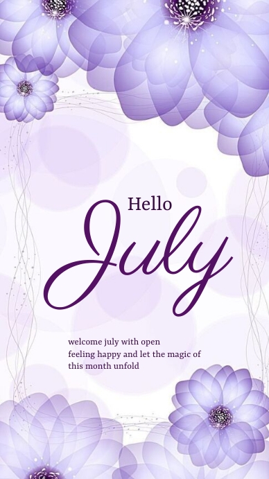 purple floral hello july instagram story Template | PosterMyWall