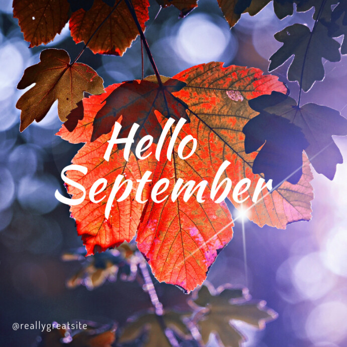 Purple Floral Hello September Instagram Post Template | PosterMyWall