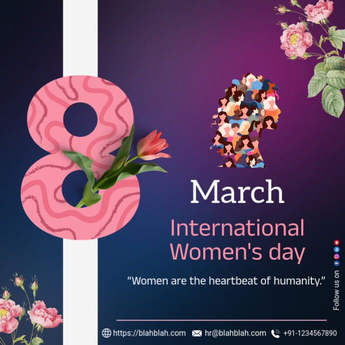 Purple Floral International Women's Day Instagram Post Template ...