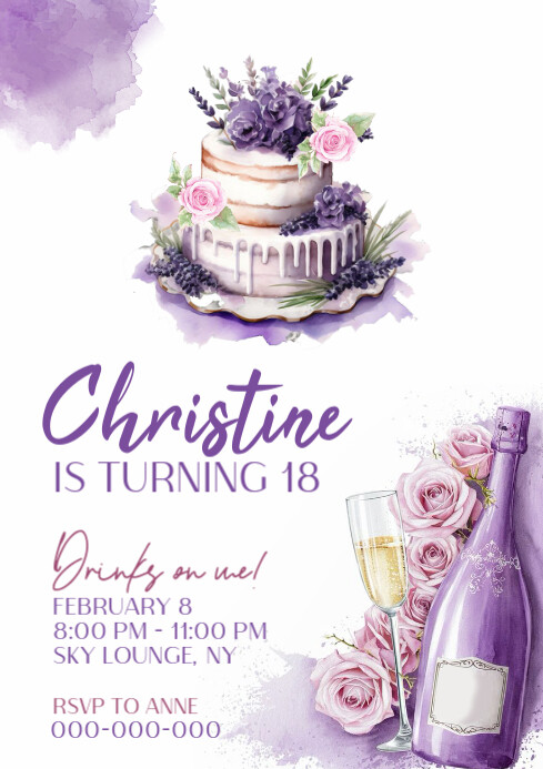 Purple Floral Invitation Template | PosterMyWall